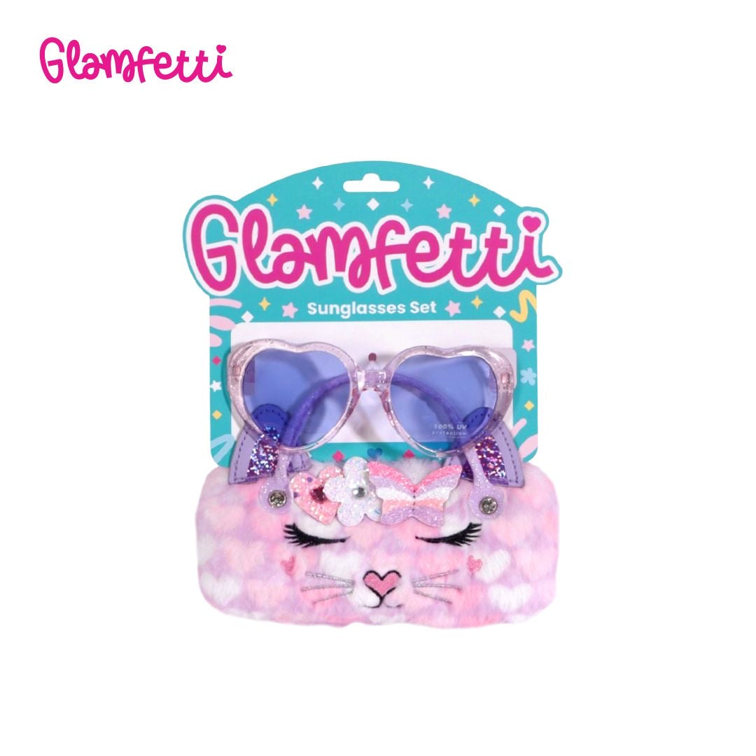 Glamfetti Purple Heart Sunglasses with Cat Carrying Case – The ...